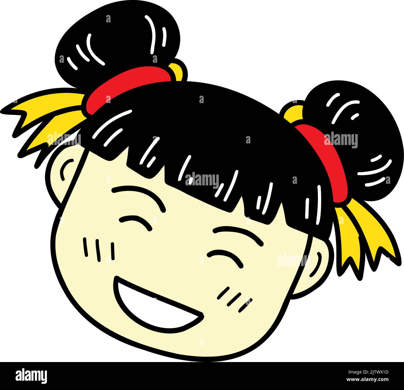 hand drawn chinese girl with hair bun illustration on transparent ...