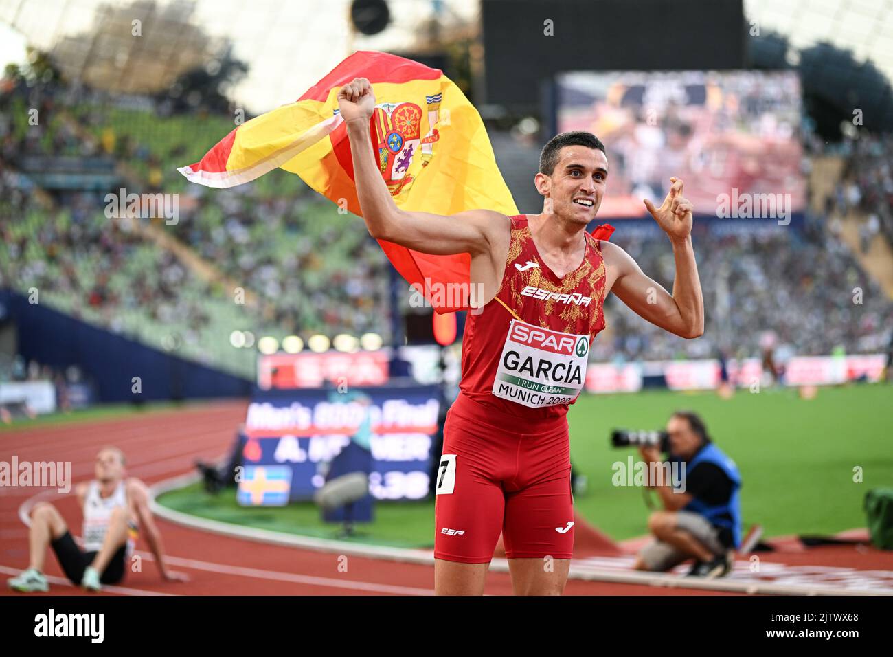 Mariano Garcia with her country's flag at the European Athletics ...
