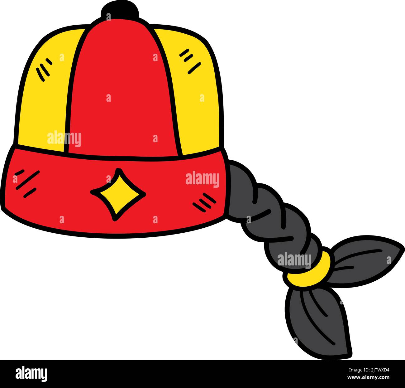 hand drawn chinese style hat illustration on transparent background for ...