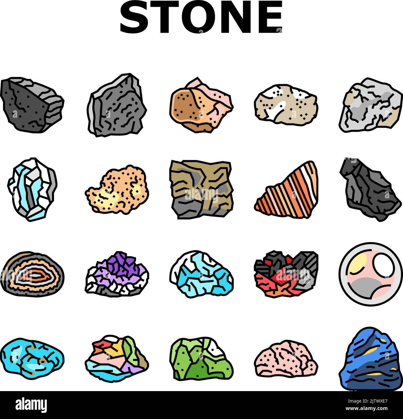 stone rock texture nature icons set vector Stock Vector Image & Art - Alamy