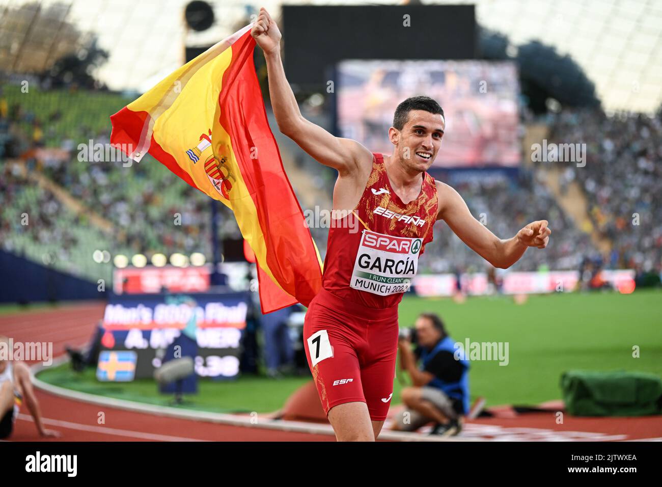 Mariano Garcia with her country's flag at the European Athletics ...