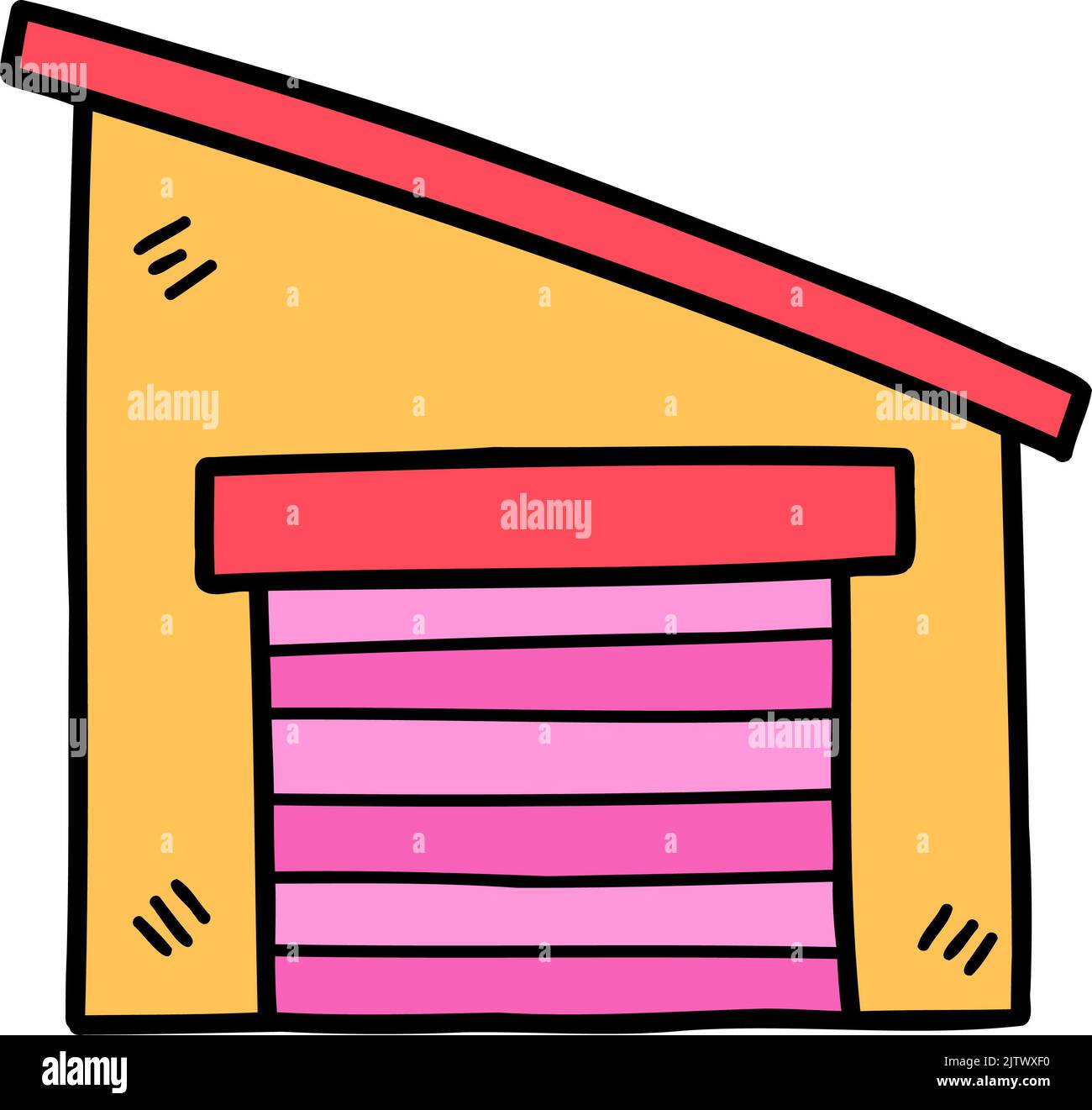 hand drawn cute garage illustration on transparent background Stock ...