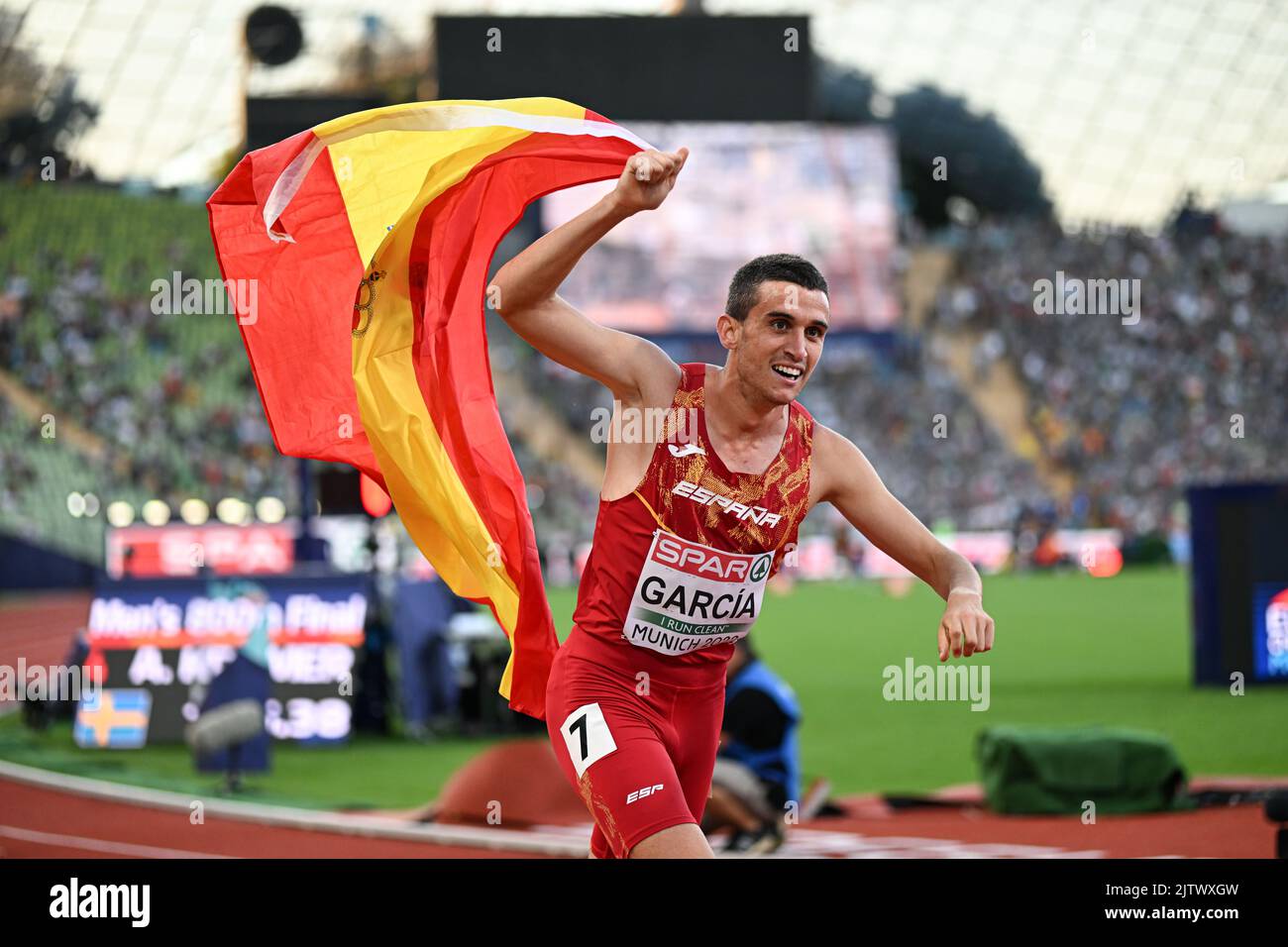 Mariano Garcia with her country's flag at the European Athletics ...