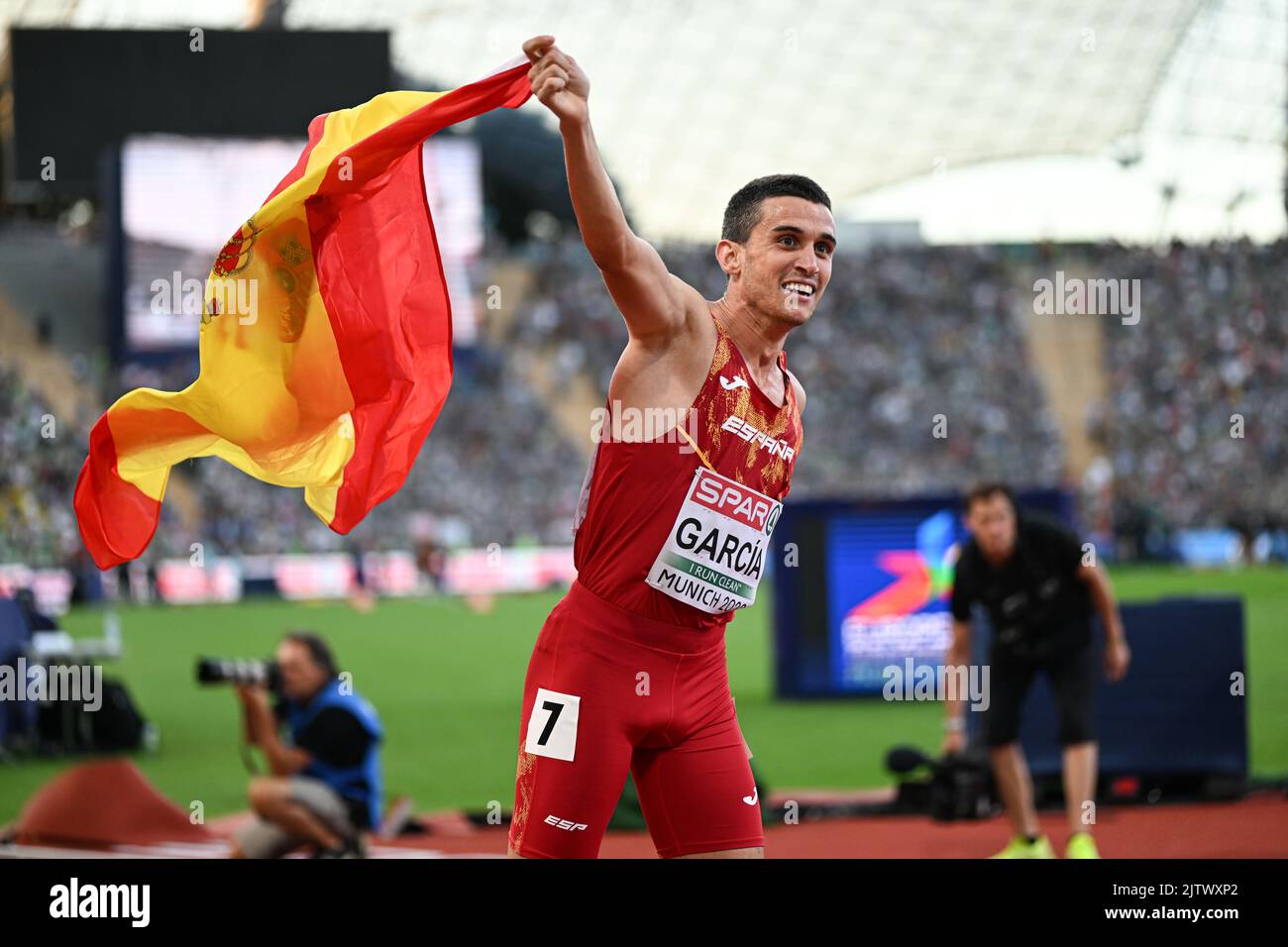Mariano Garcia with her country's flag at the European Athletics ...