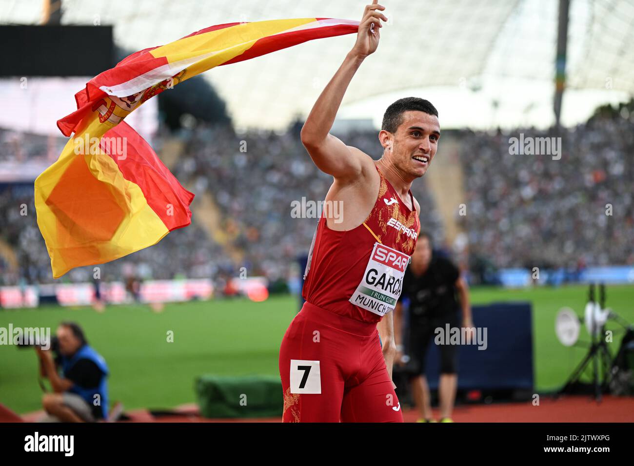 Mariano Garcia with her country's flag at the European Athletics ...