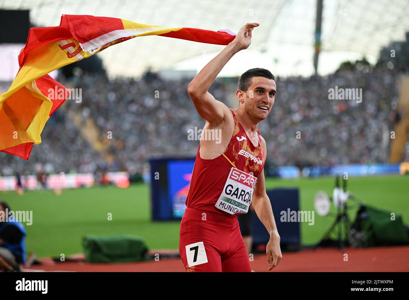 Mariano Garcia with her country's flag at the European Athletics ...