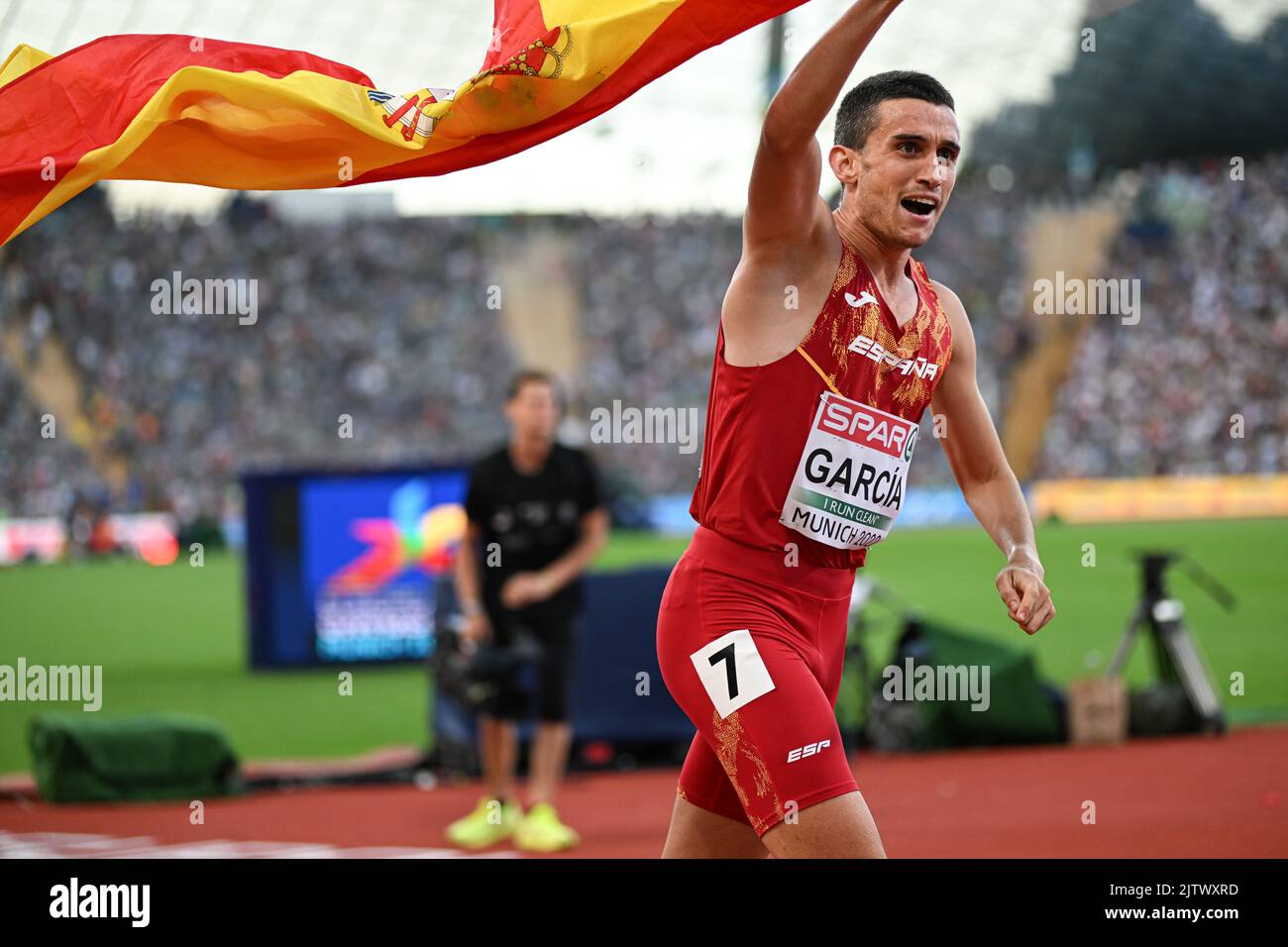 Mariano Garcia with her country's flag at the European Athletics ...