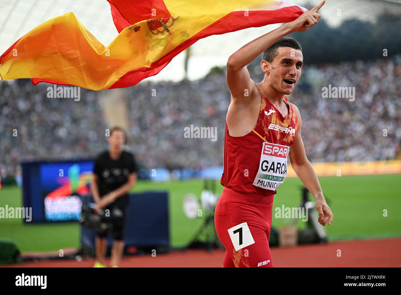 Mariano Garcia with her country's flag at the European Athletics ...
