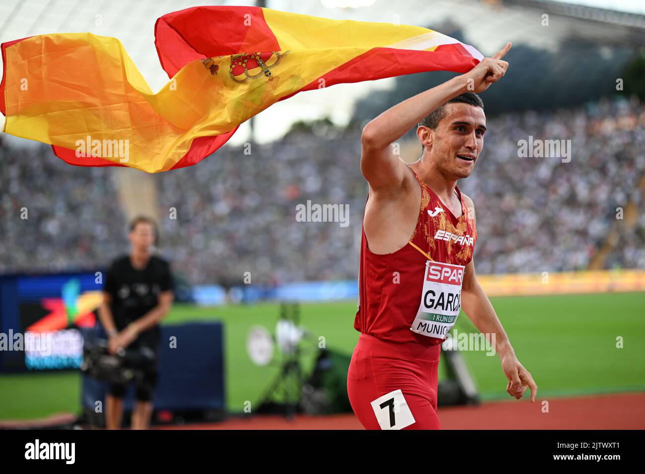 Mariano Garcia with her country's flag at the European Athletics ...