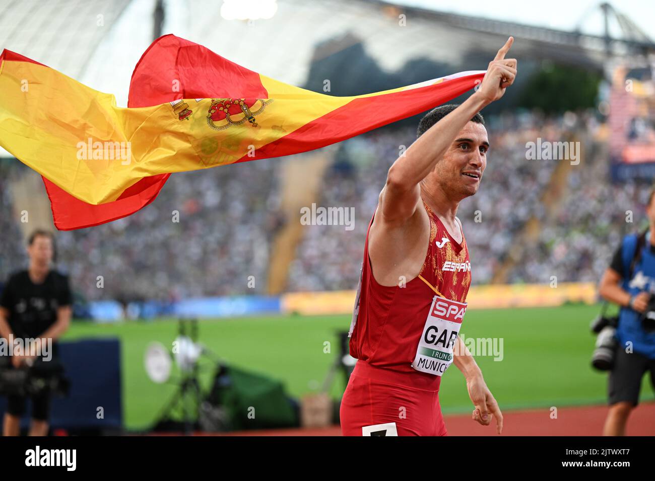 Mariano Garcia with her country's flag at the European Athletics ...