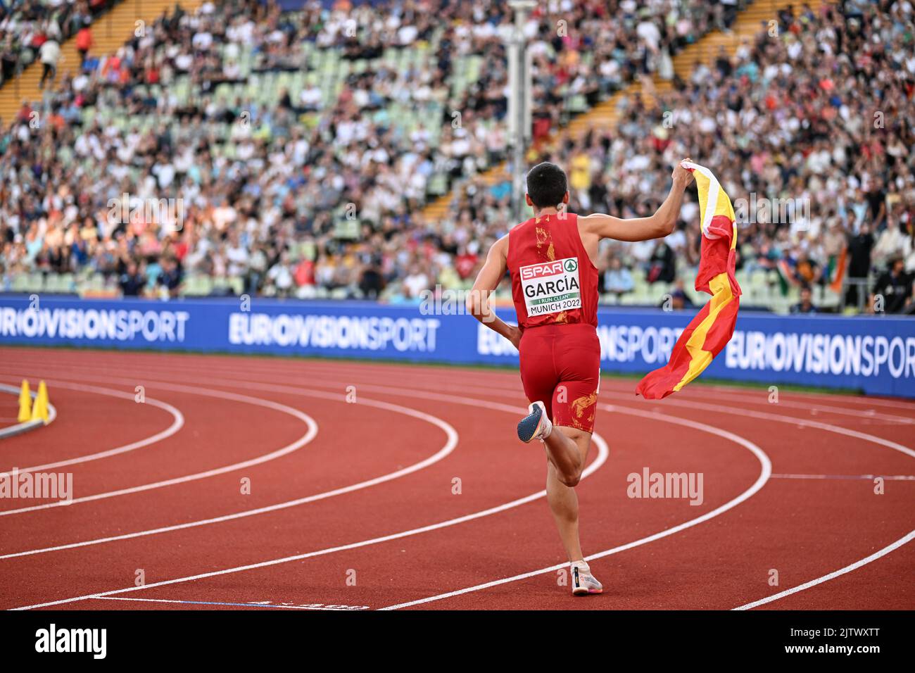 Mariano Garcia with her country's flag at the European Athletics ...