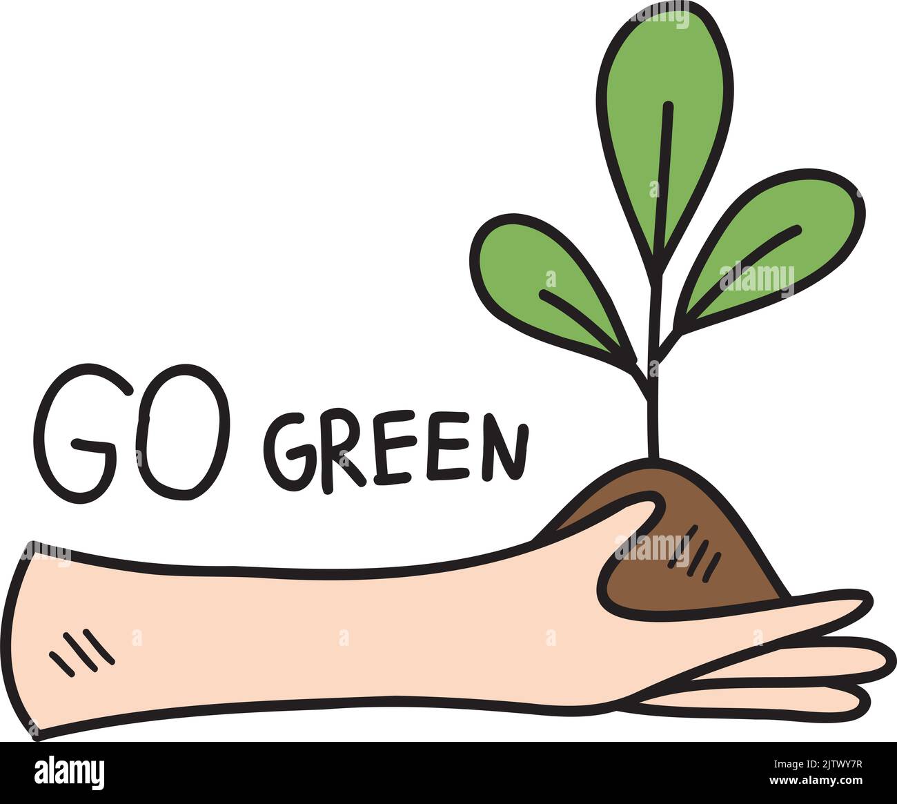 Hand Drawn hand holding a tree illustration on transparent background ...