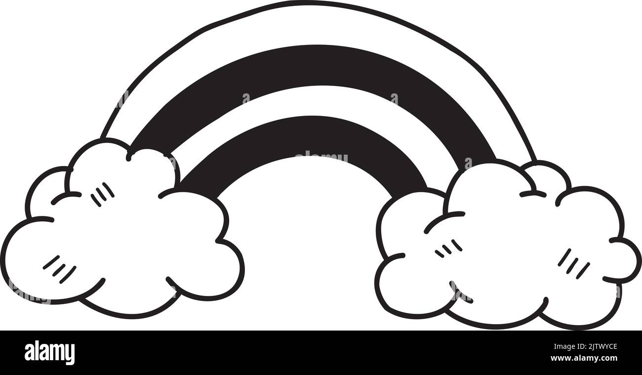 Hand Drawn cute rainbow illustration on transparent background Stock ...