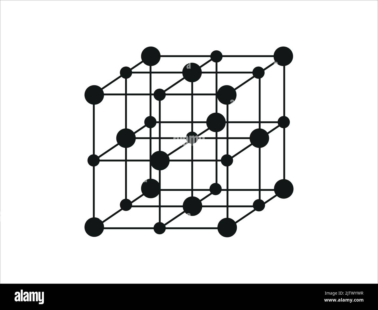 Volumetric Crystal lattice. The position of atoms in a crystal. Vector ...
