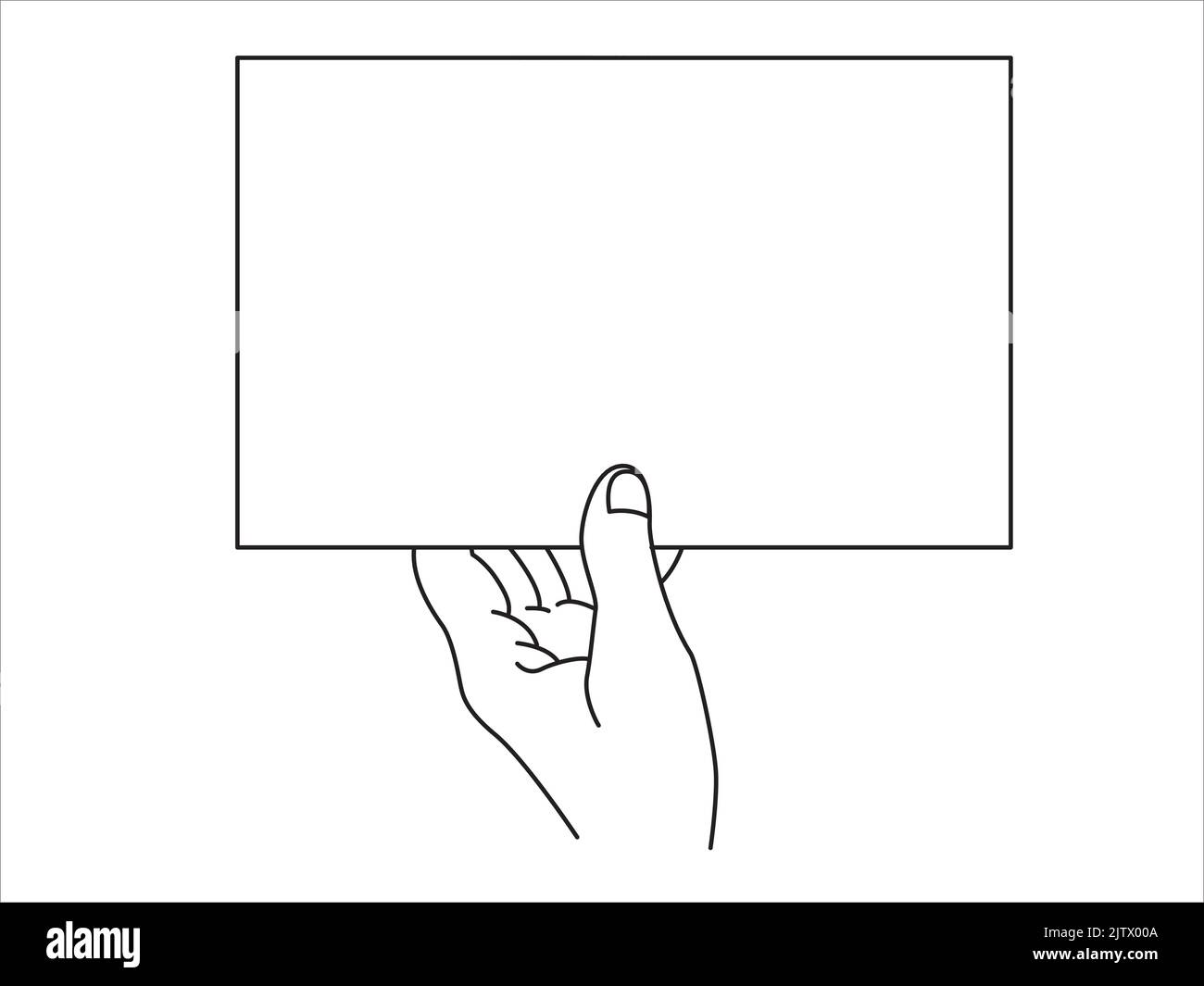 Empty white paper list in the hand. Empty mock up. Hand holding blank ...