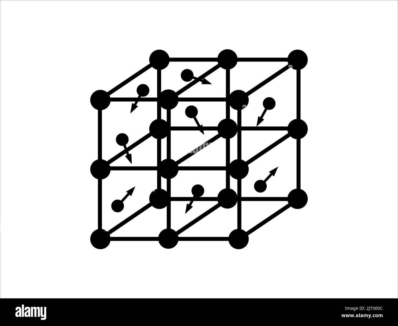 Volumetric Crystal lattice. The position of atoms in a crystal. Vector ...