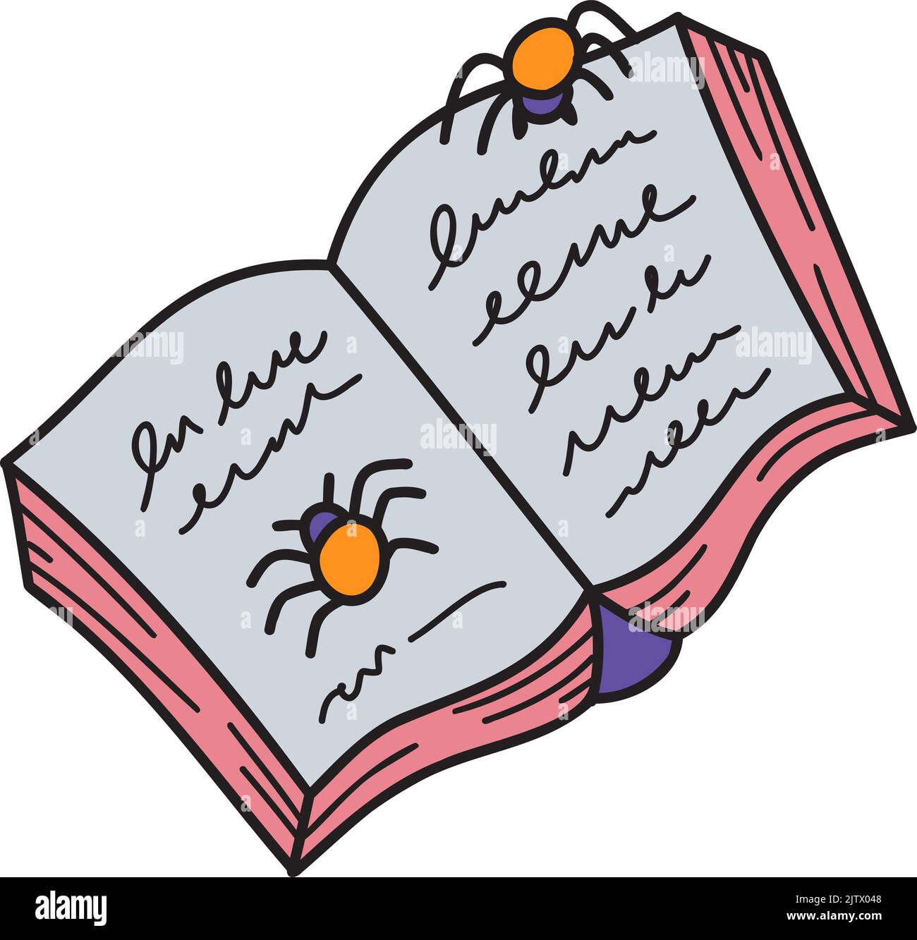 Hand Drawn magic book illustration on transparent background Stock ...