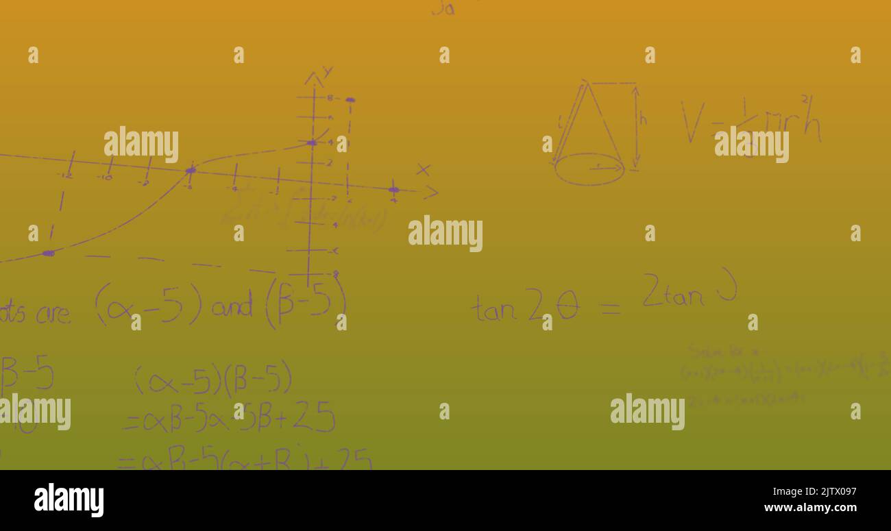 Image of mathematical equations on green background Stock Photo - Alamy