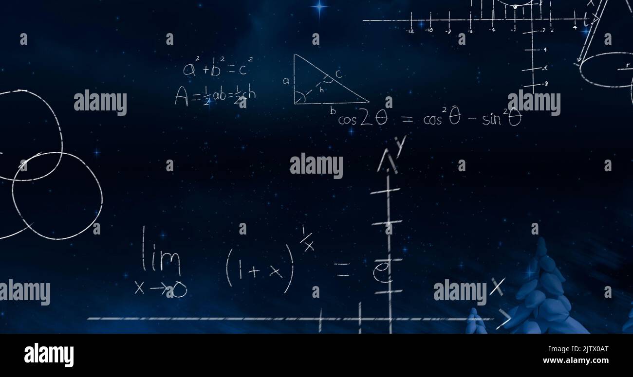 Image of mathematical equations on black background Stock Photo - Alamy