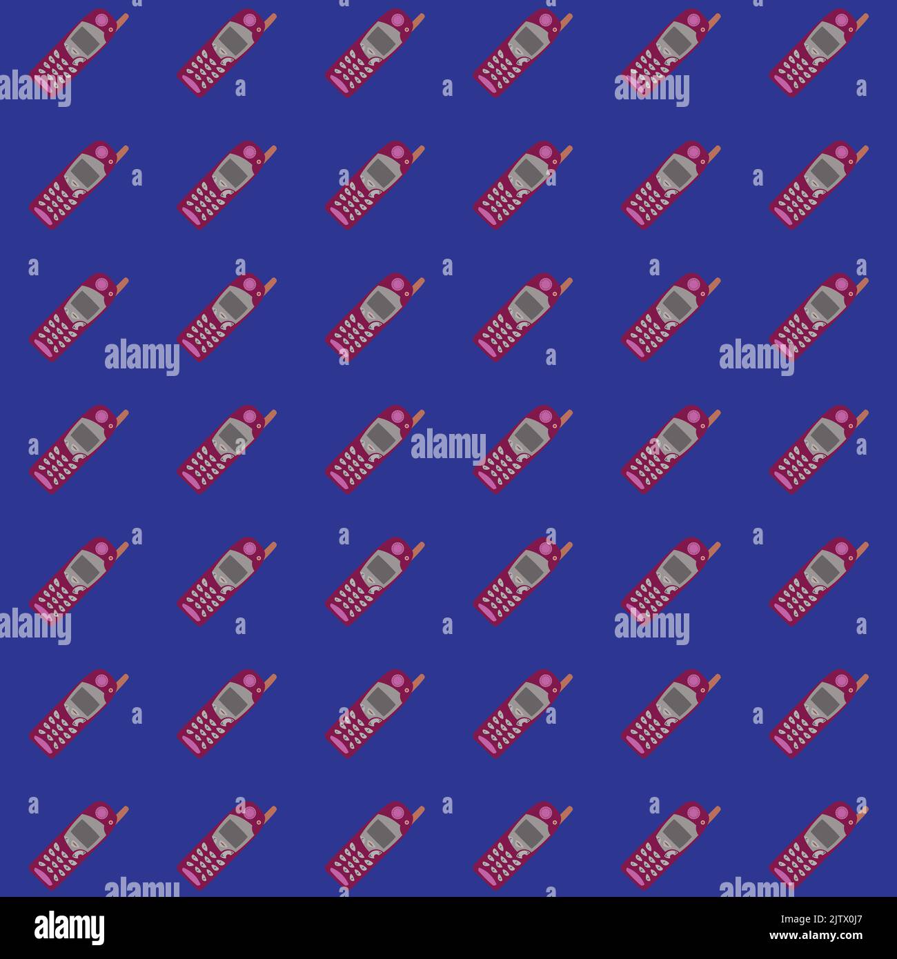 Vintage 90s phone repeating seamless pattern vector design illustration ...