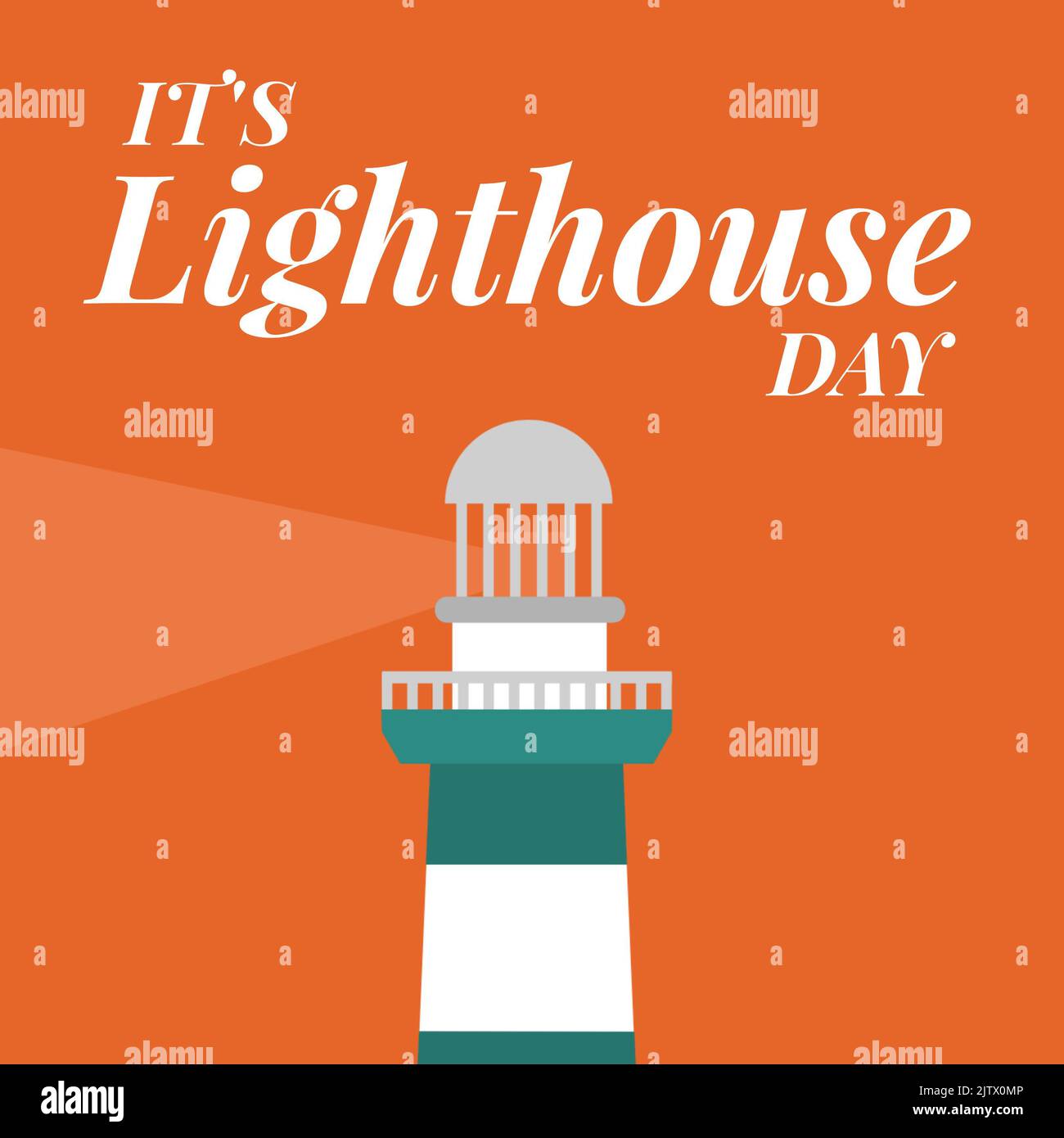 Illustration of illuminated lighthouse and it's lighthouse day text ...