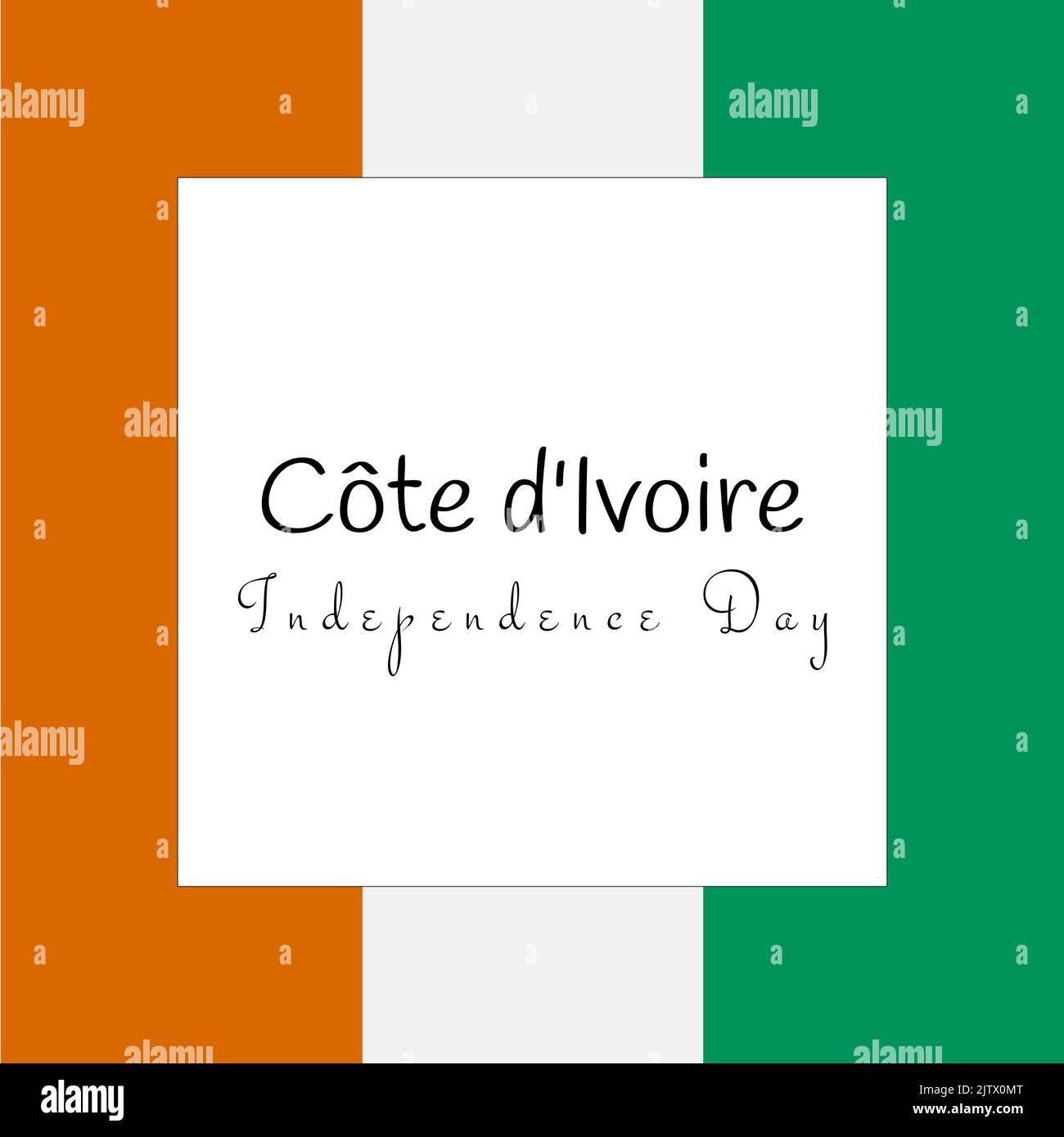 Illustration of cote divoire independence day text on white square over ...