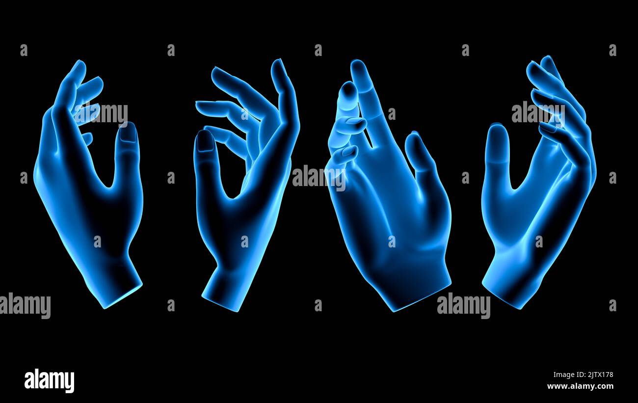 technological transparent set of hand or palm anatomy beautiful ...