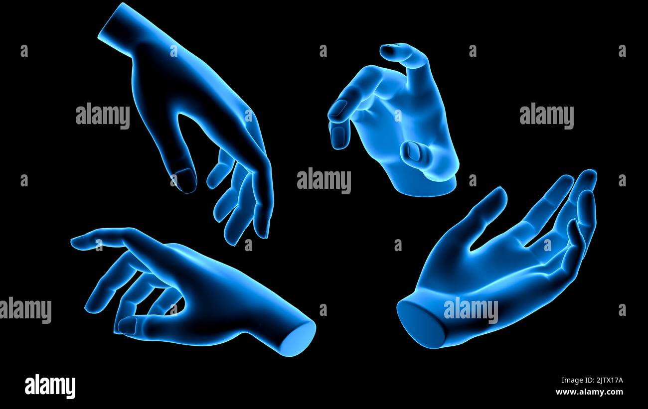 technological transparent set of hand or palm anatomy beautiful ...