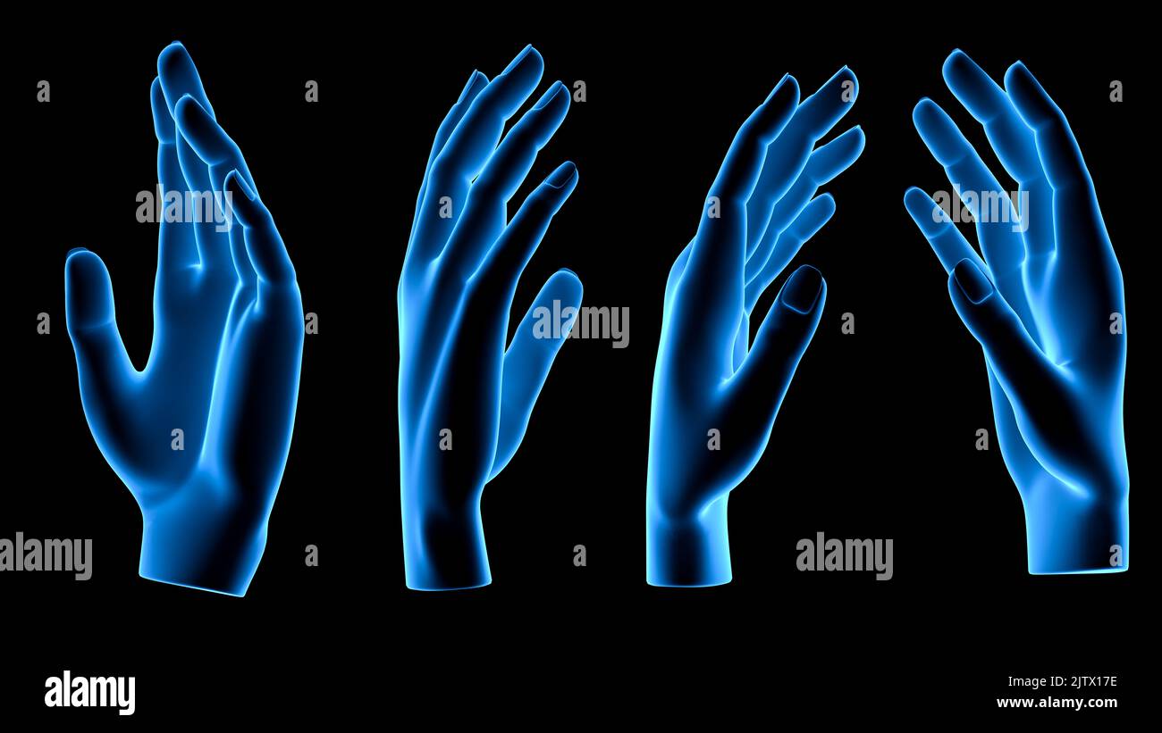 technological transparent set of hand or palm anatomy beautiful ...