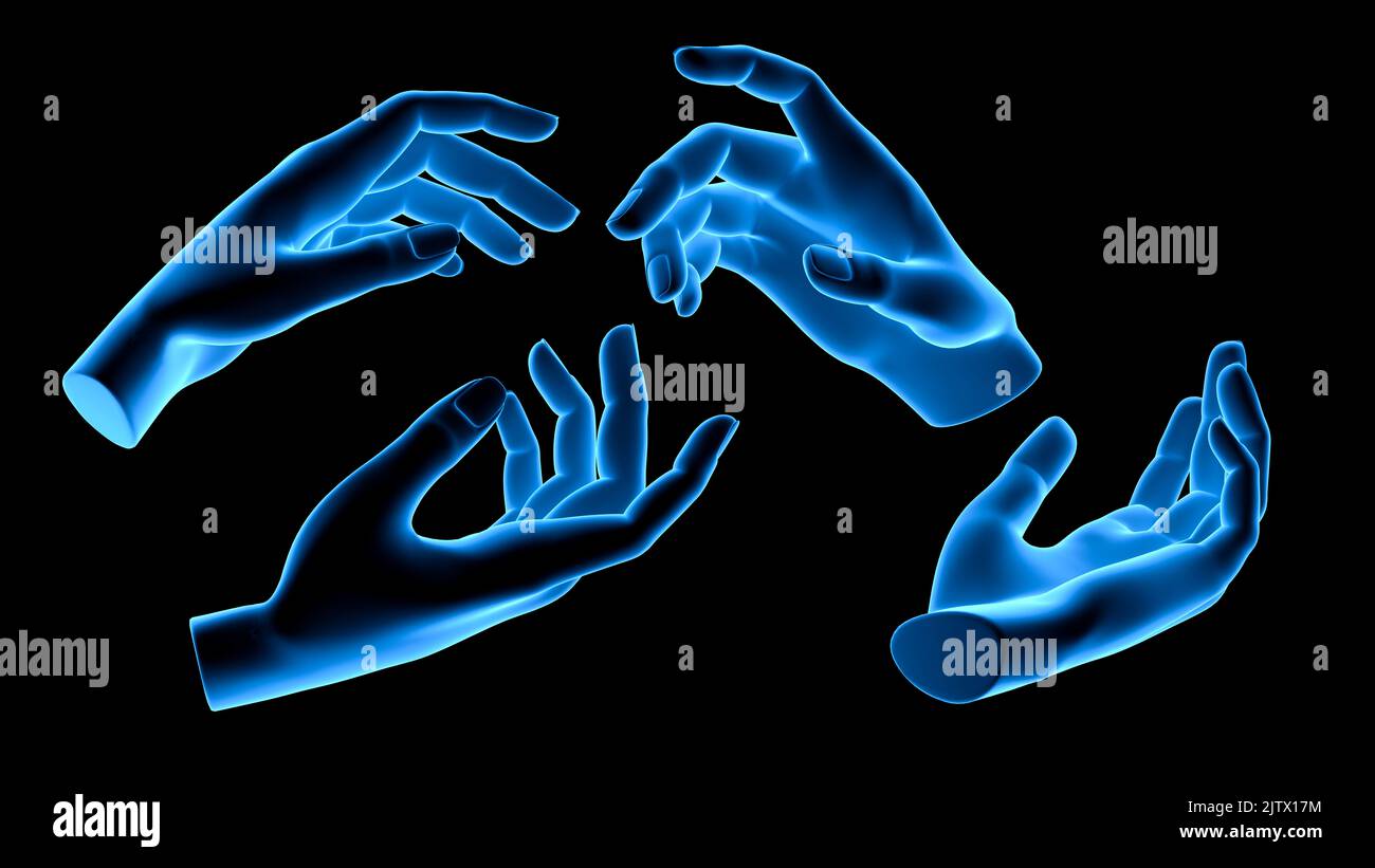 technological transparent set of hand or palm anatomy beautiful ...