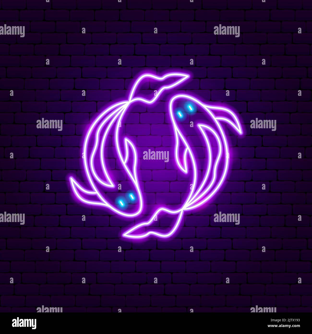 Pisces Zodiac Neon Stock Vector Image & Art - Alamy