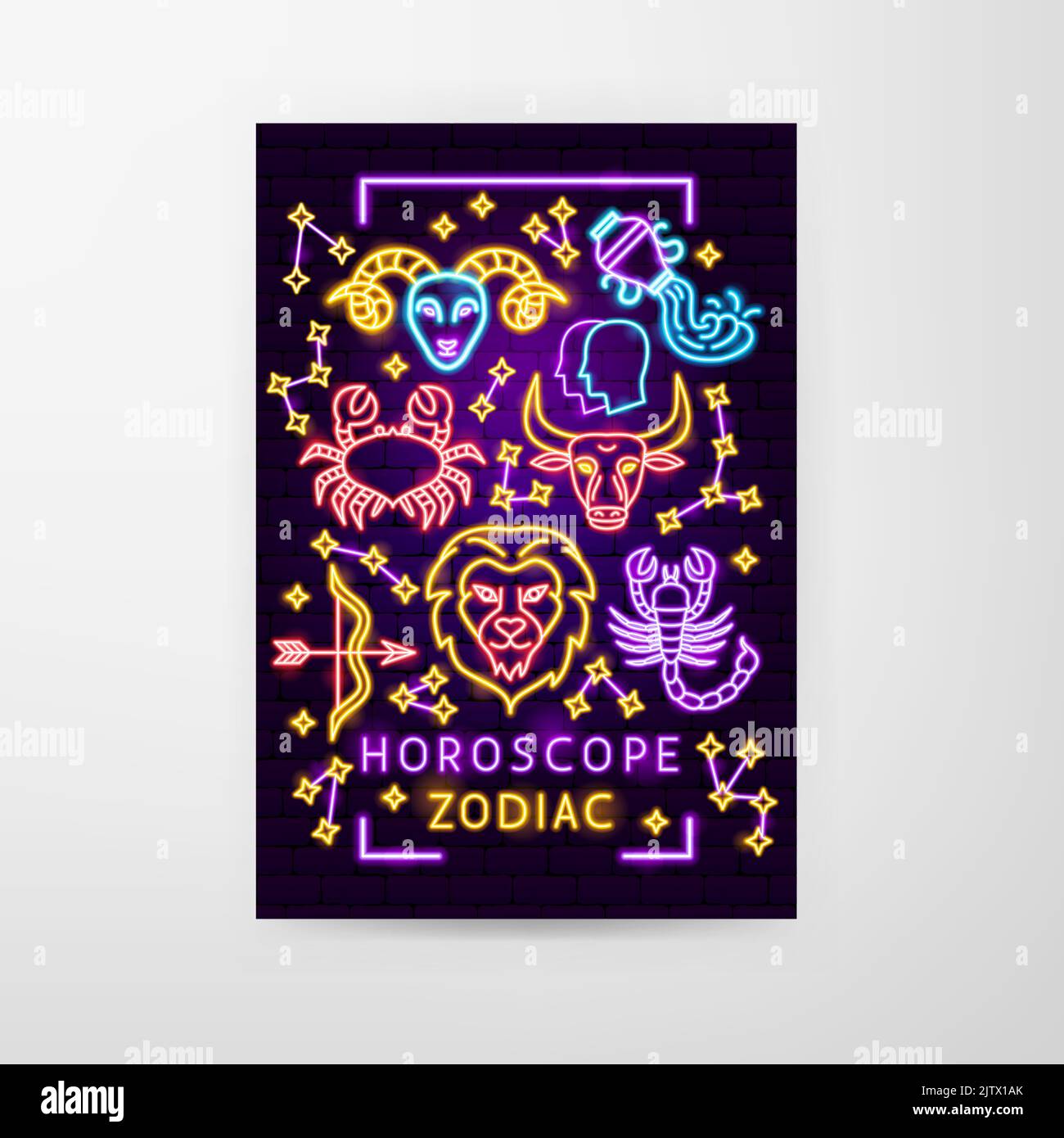 Horoscope Zodiac Neon Flyer Stock Vector Image & Art - Alamy