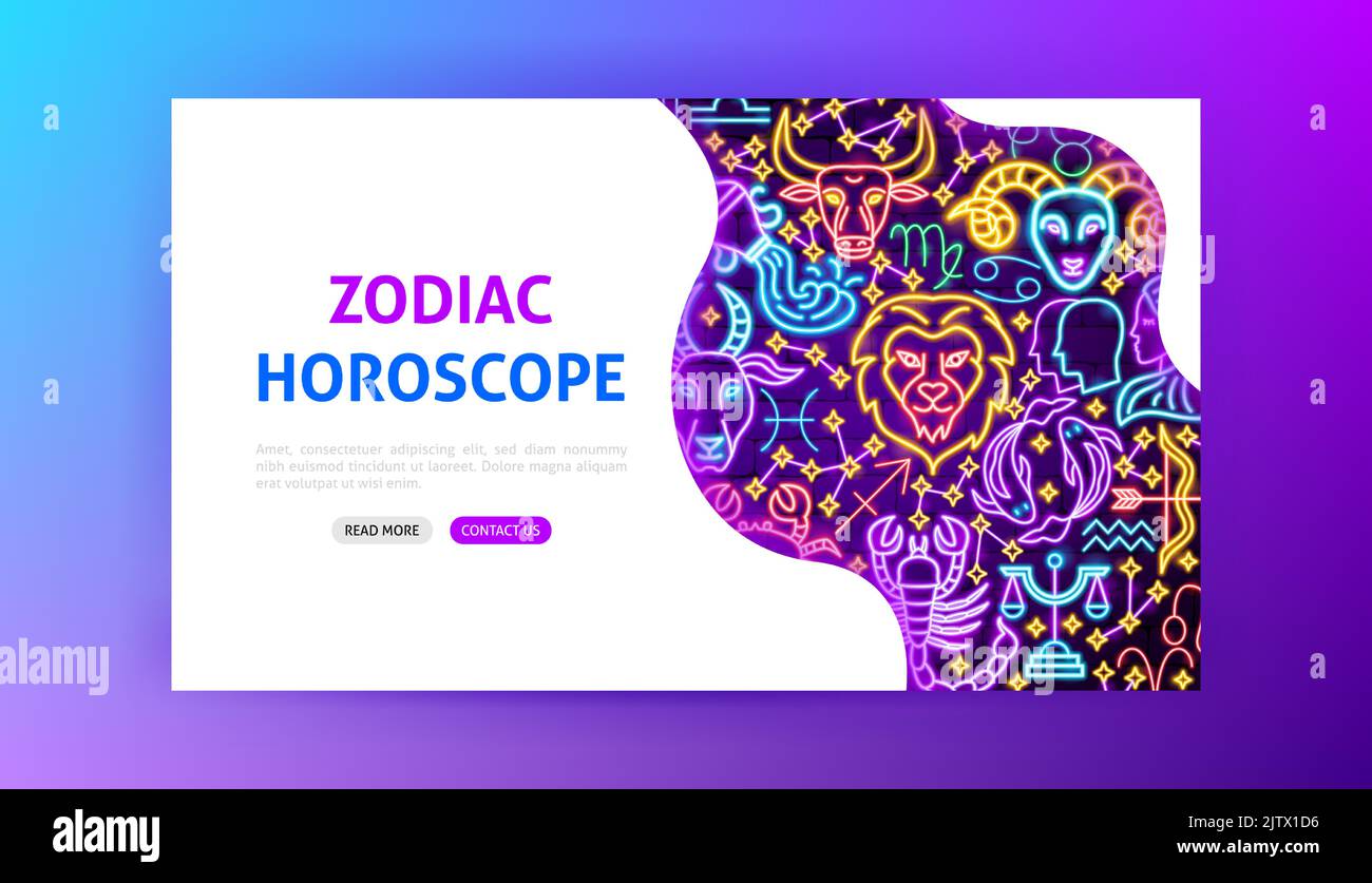 Zodiac Horoscope Neon Landing Page Stock Vector Image & Art - Alamy