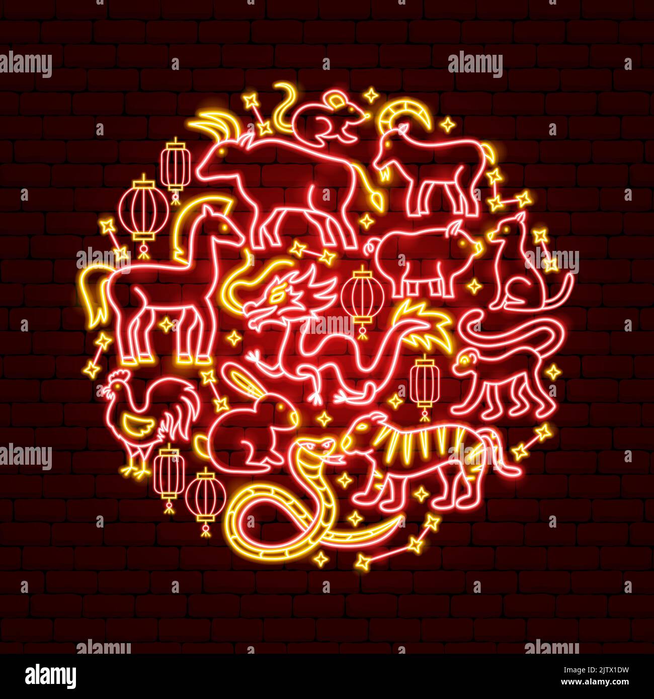 Horse chinese lunar horoscope Stock Vector Images - Alamy