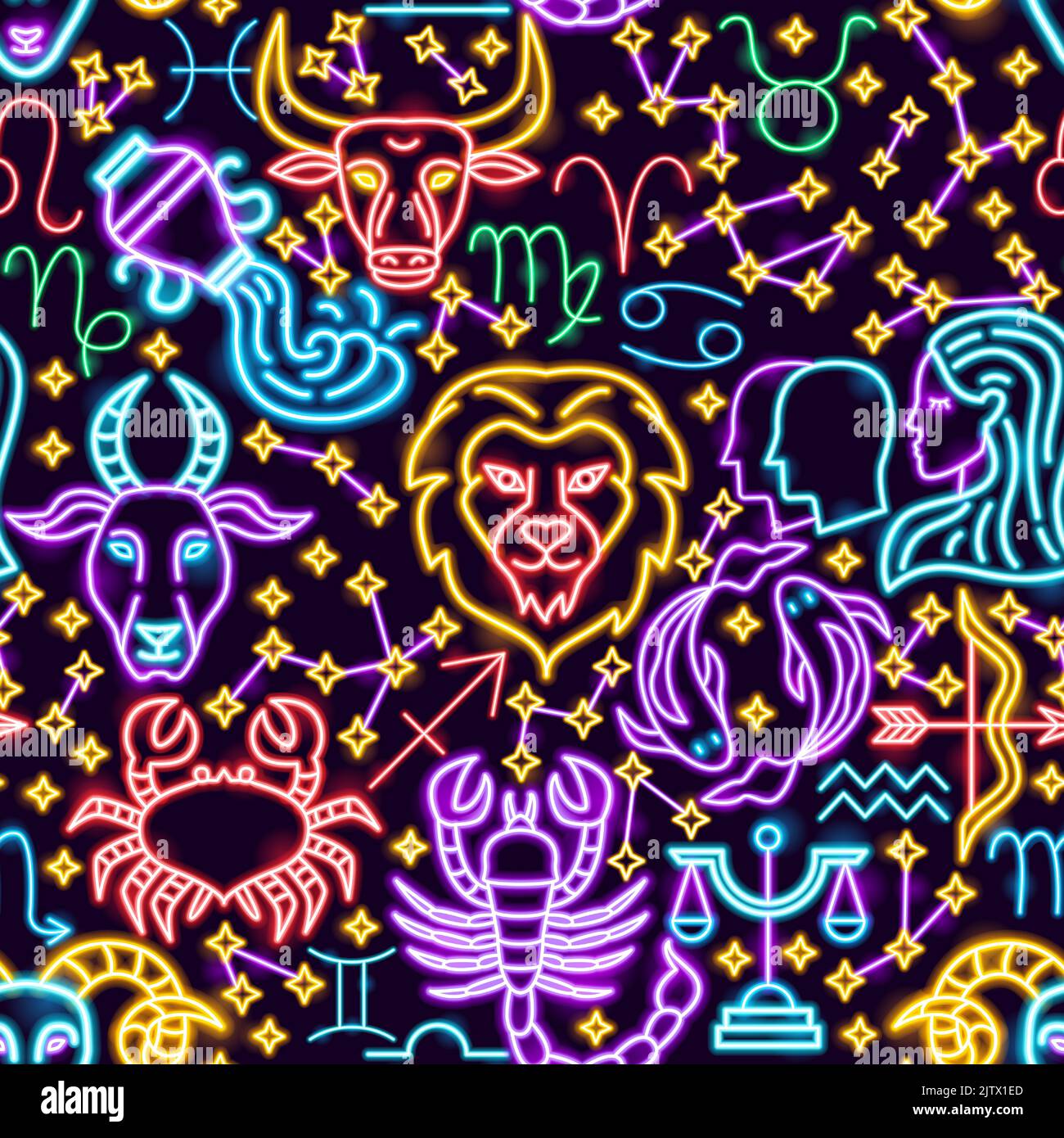 Horoscope Zodiac Seamless Pattern Stock Vector Image & Art - Alamy