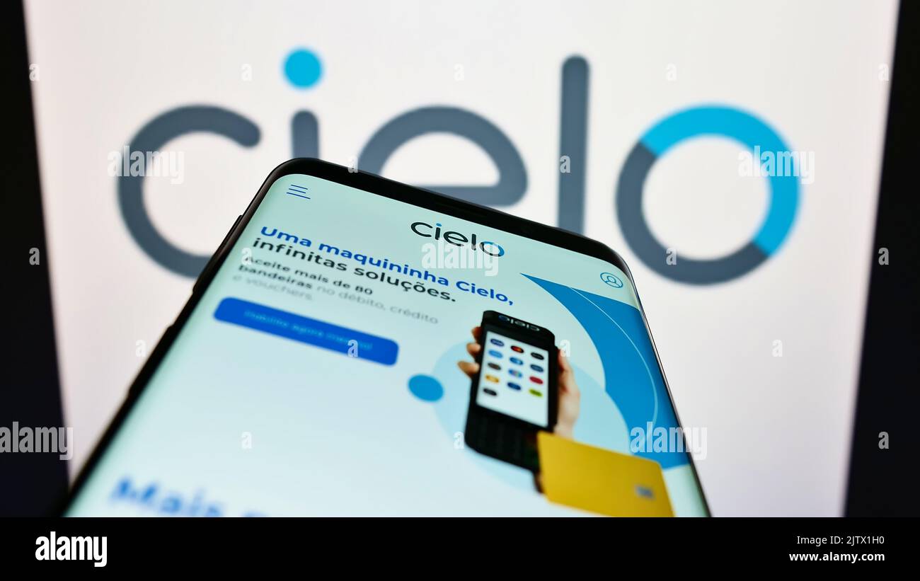 Smartphone with webpage of Brazilian payments company Cielo S.A. on ...