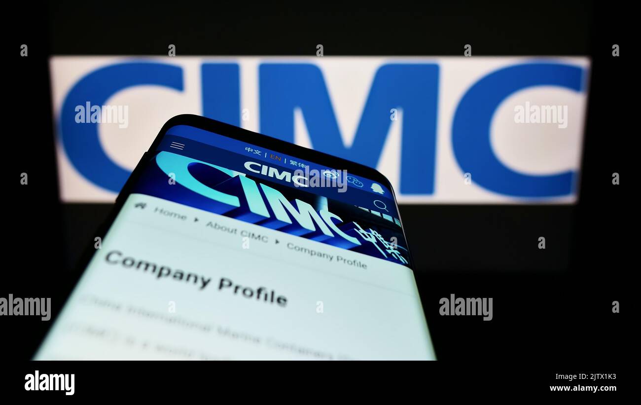 Mobile phone with website of China International Marine Containers ...
