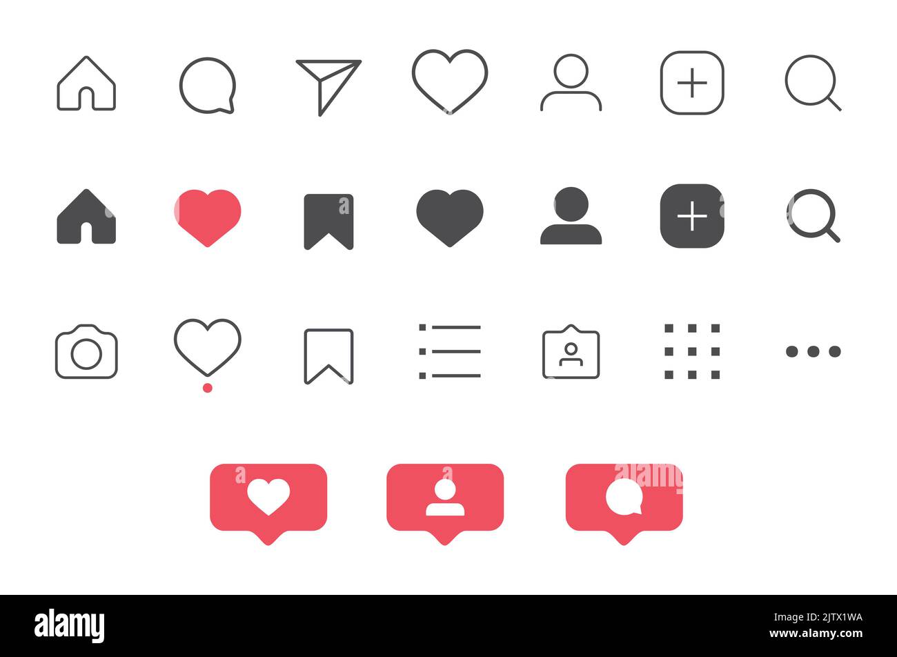 High quality flat social media application icons. Pictogram, icon set ...