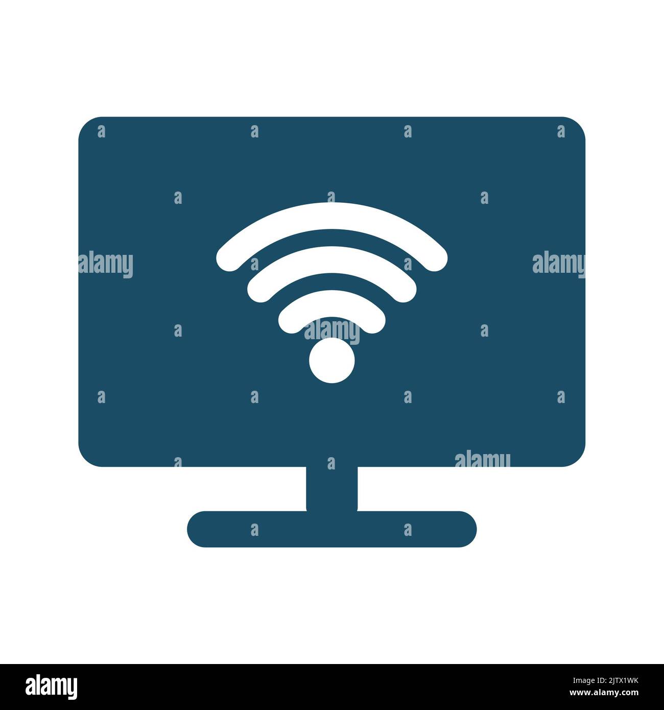 High quality dark blue flat wifi internet connection on led screen icon ...