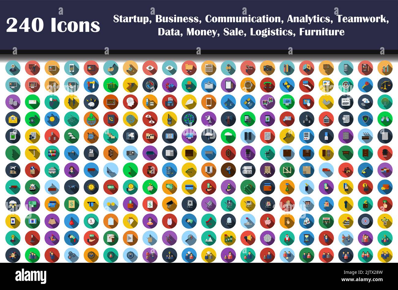 240 Icons Of Startup, Business, Communication, Analytics, Teamwork ...