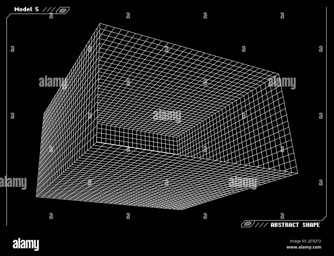 Abstract 3d wireframe shape or basic element with open edge. Science ...