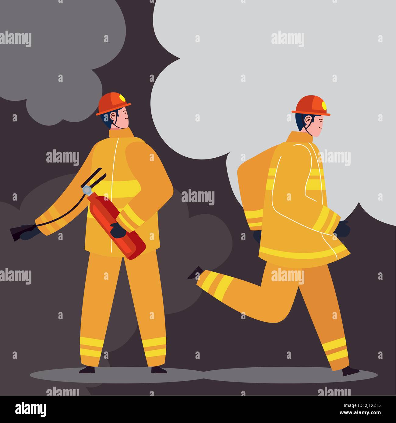firefighters heros with extinguisher Stock Vector Image & Art - Alamy