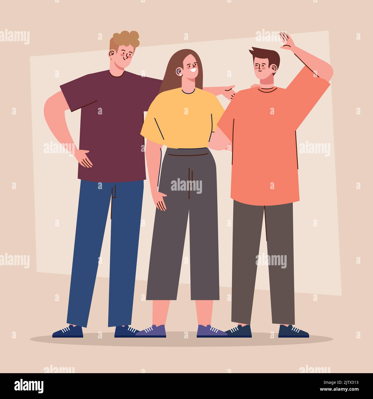 three young friends happy Stock Vector Image & Art - Alamy