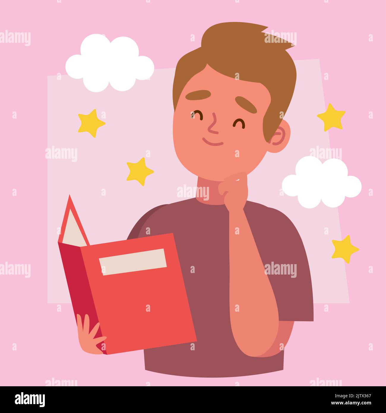 boy reading red book Stock Vector Image & Art - Alamy