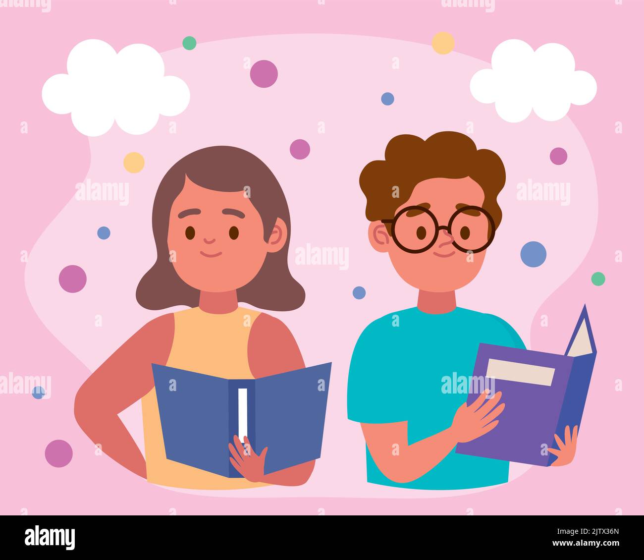 Three students reading Stock Vector Images - Alamy