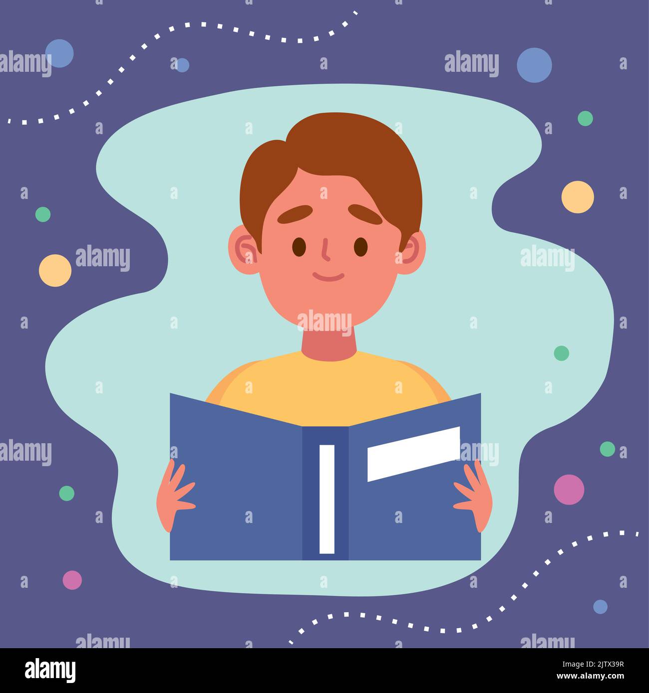 boy reading blue book Stock Vector Image & Art - Alamy