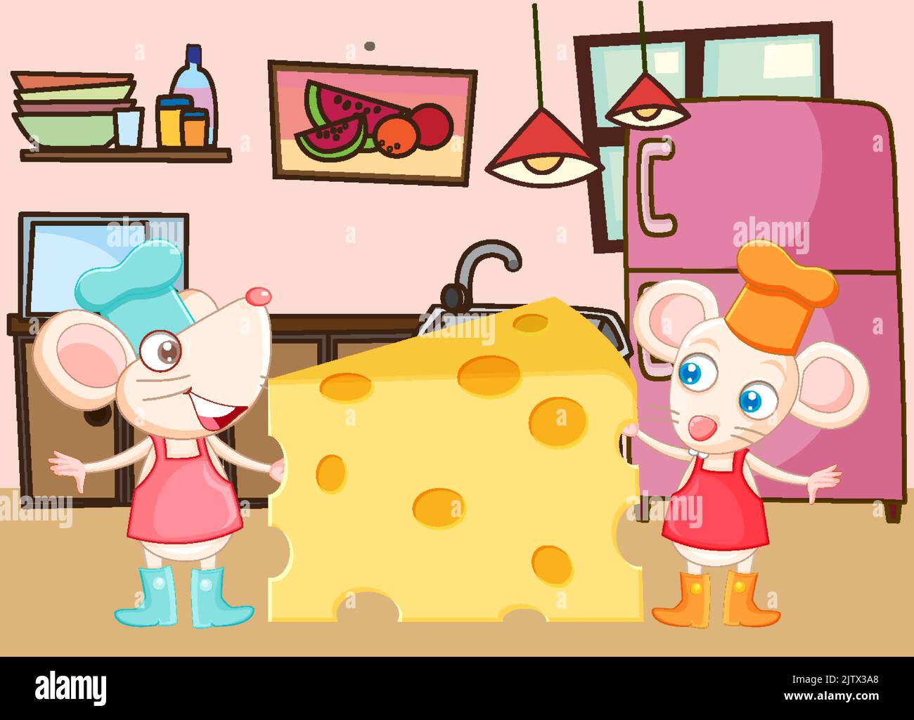 Cute rat chef with cheese illustration Stock Vector Image & Art - Alamy