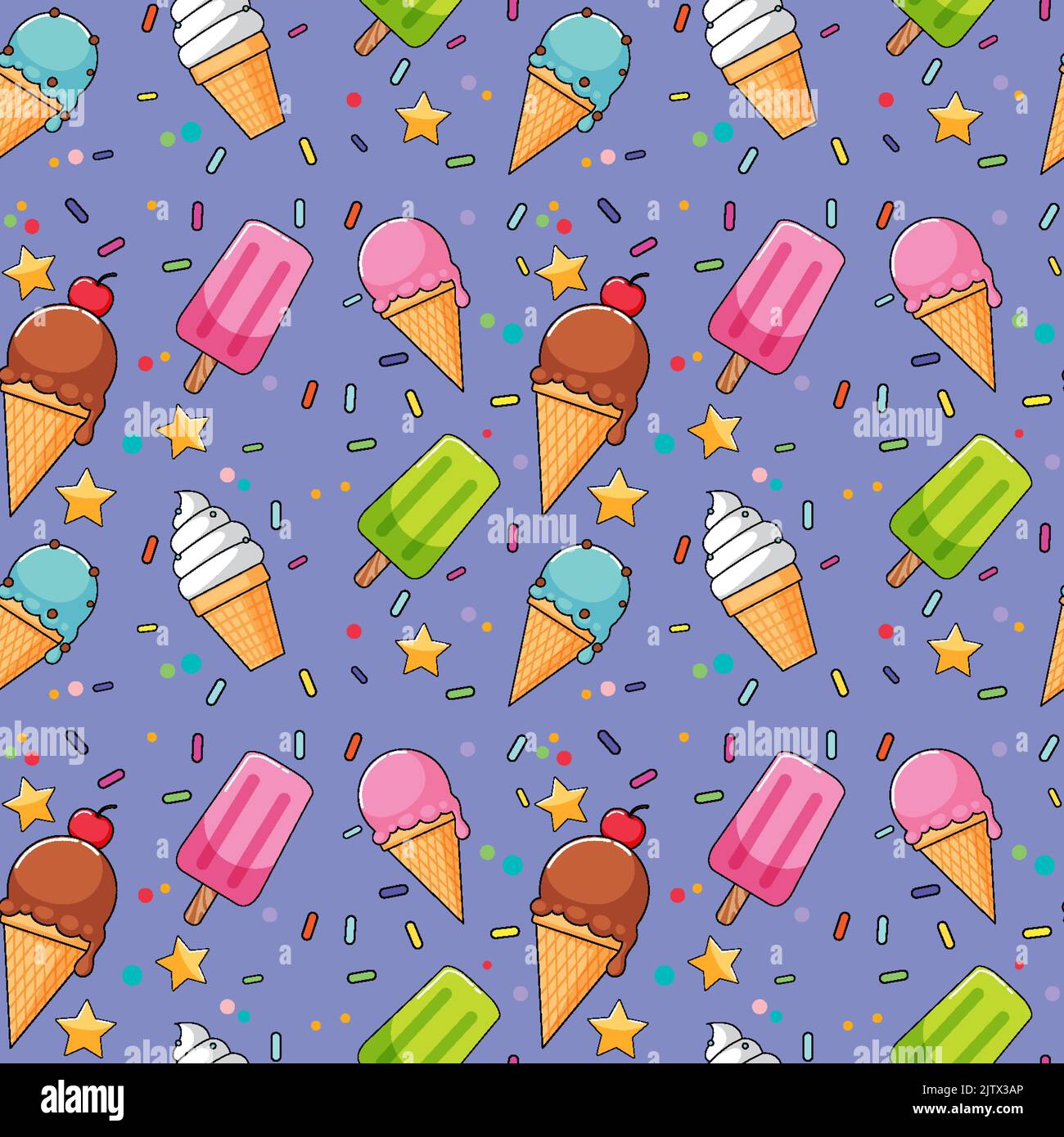 Sweet ice cream seamless pattern illustration Stock Vector Image & Art ...