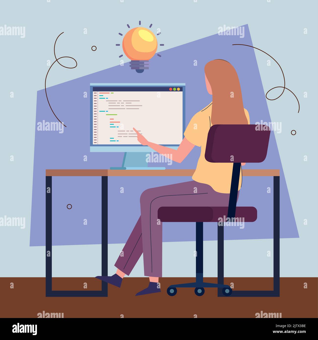 female designer using desktop Stock Vector Image & Art - Alamy