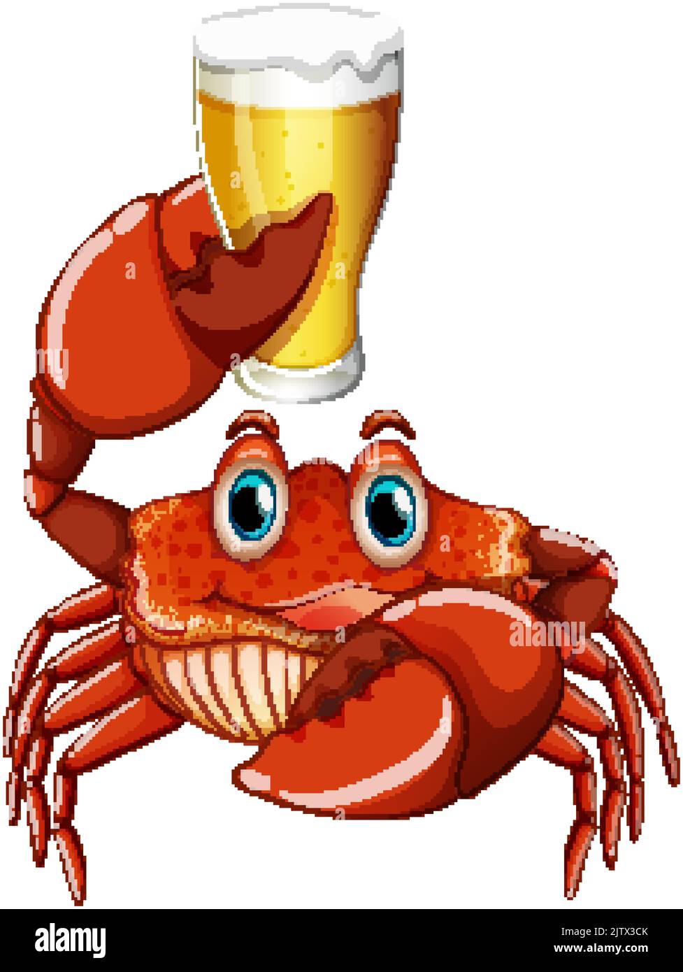 Cute Crab Cartoon Character Drinking Beer Illustration Stock Vector Image And Art Alamy
